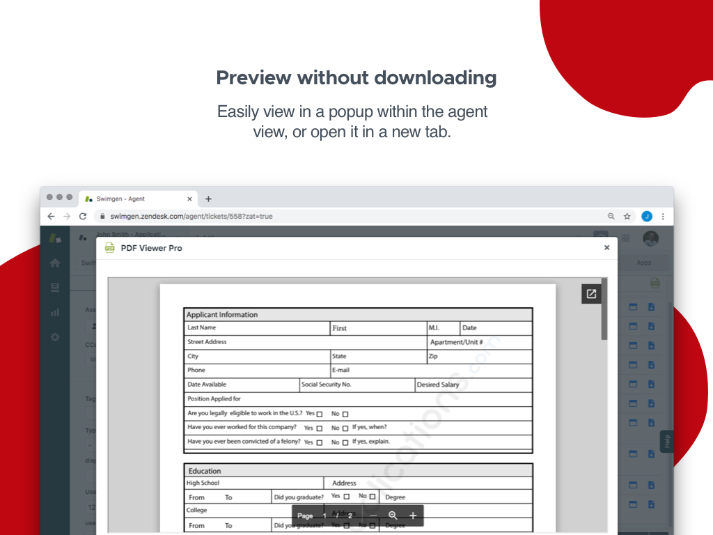 PDF Viewer Pro App Integration with Zendesk Support